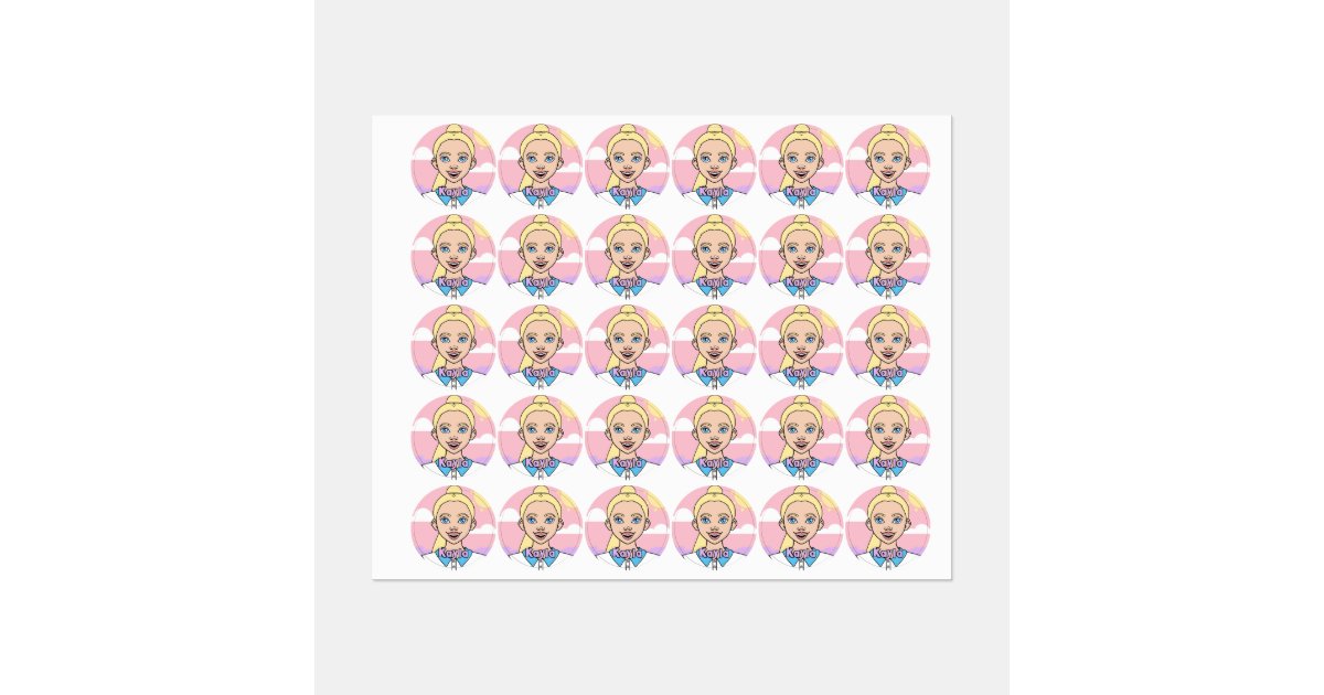 Blonde Cartoon Girl School Student Pink Girly Labels | Zazzle