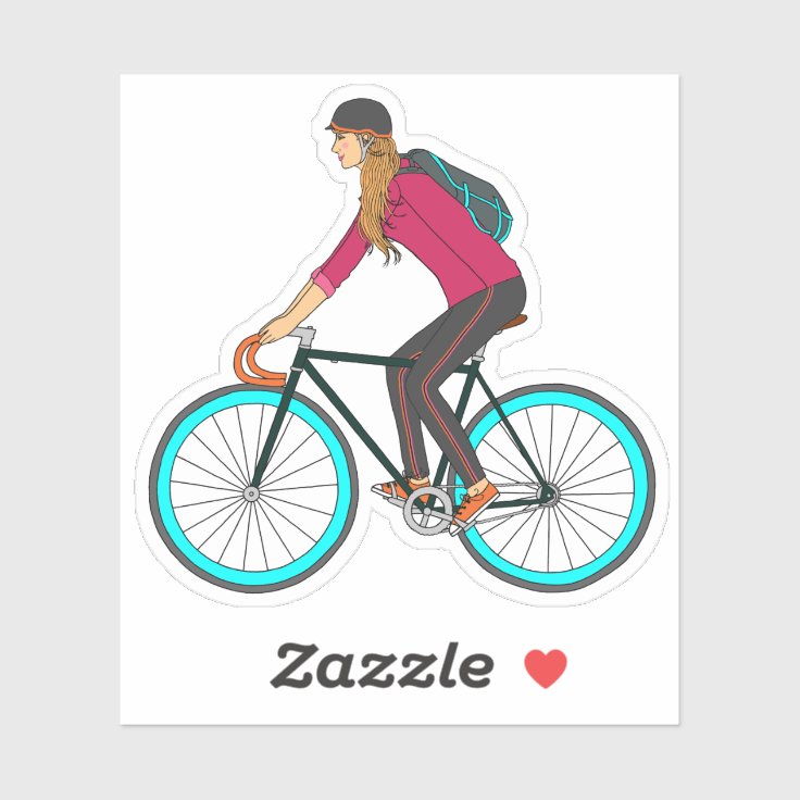 Blonde Fixie Girl Sticker_3x3 Sticker | Zazzle