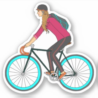 Blonde Fixie Girl Sticker_3x3 Sticker | Zazzle