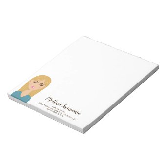 Blonde Hair Woman Personalized Name Makeup Artist Notepad | Zazzle