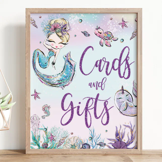 Blonde Mermaid Birthday Baby Shower Cards & Gifts Poster | Zazzle Blonde Mermaid Birthday Baby Shower Cards & Gifts Poster | Zazzle