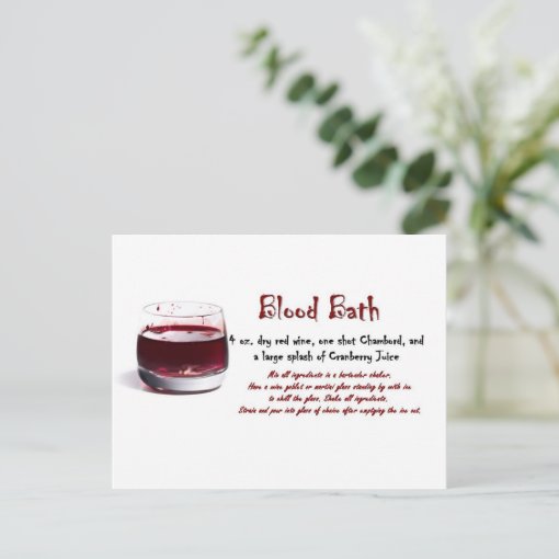 Blood Bath drink recipe Postcard | Zazzle