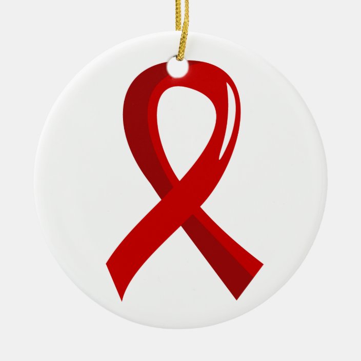 Blood Cancer Red Ribbon 3 Ceramic Ornament | Zazzle.com