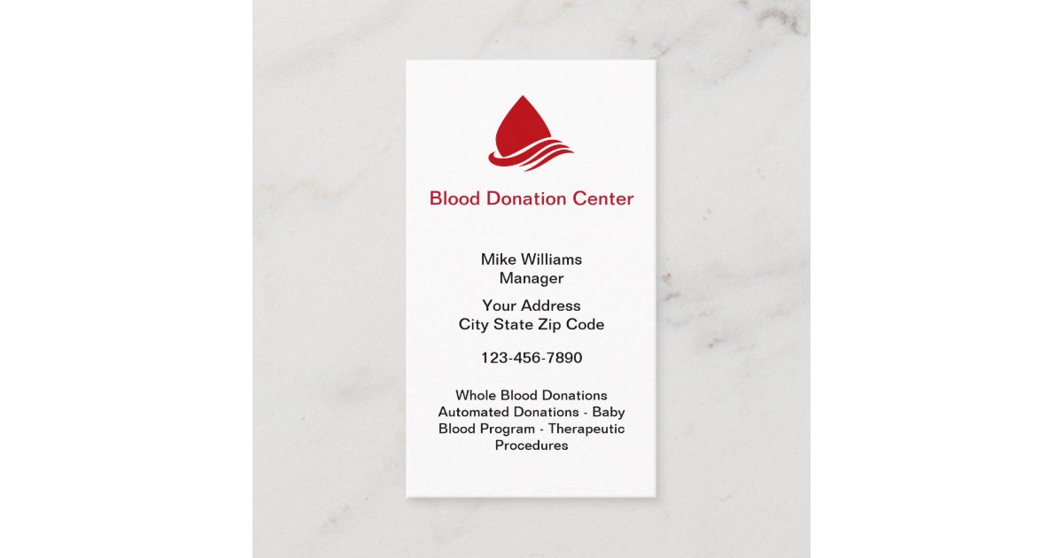 Blood Donation Center Theme Business Cards | Zazzle