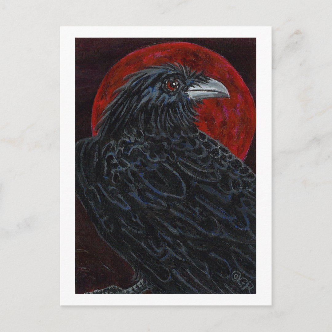Blood Moon Raven Postcard | Zazzle