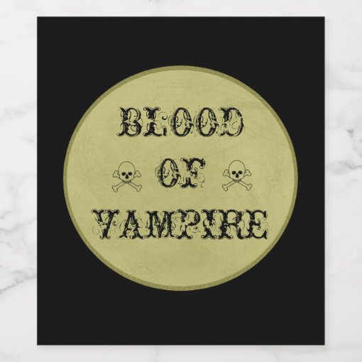 Blood Of Vampire Halloween Wine Label | Zazzle