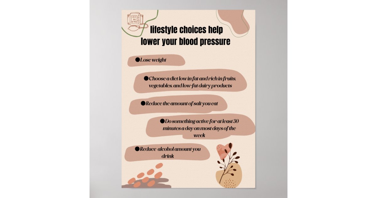 Blood pressure control lifestyle modifications poster | Zazzle