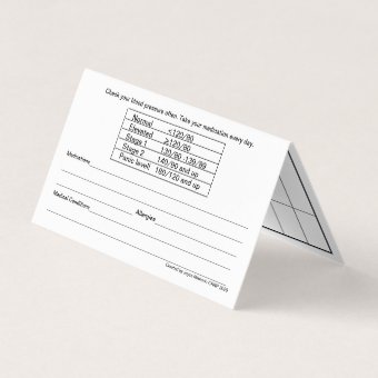 Blood Pressure Wallet Card | Zazzle