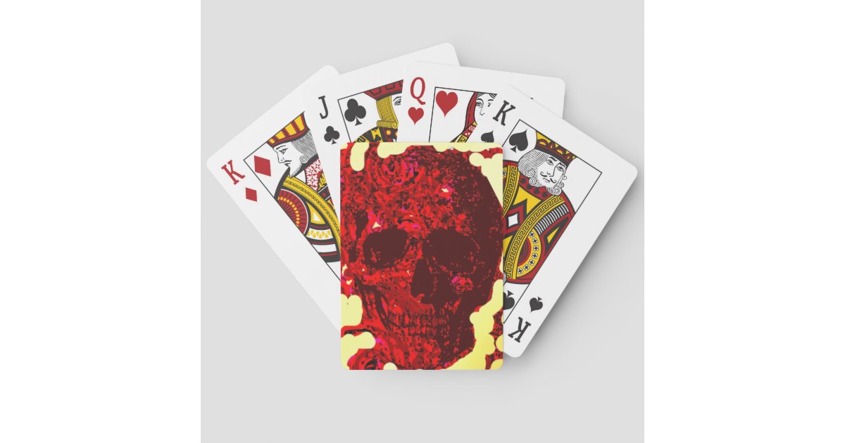 Blood Red Rose Skull Carved - Poker Cards | Zazzle