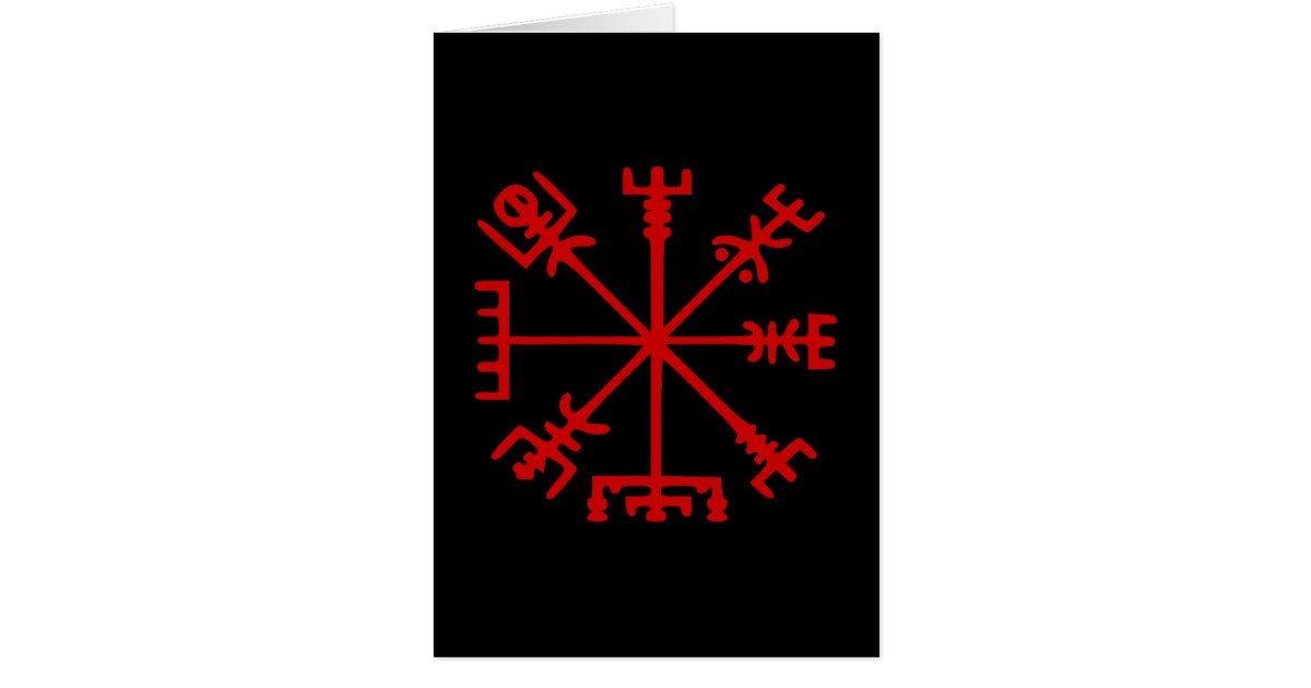 Blood Red Vegvísir (Viking Compass) Card | Zazzle