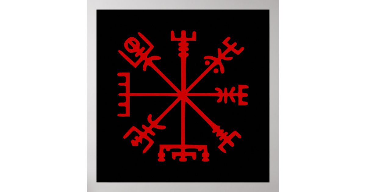 Blood Red Vegvísir (Viking Compass) Poster | Zazzle