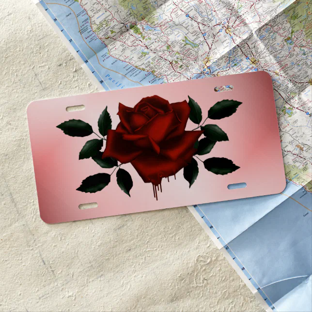 Blood Rose License Plate | Zazzle