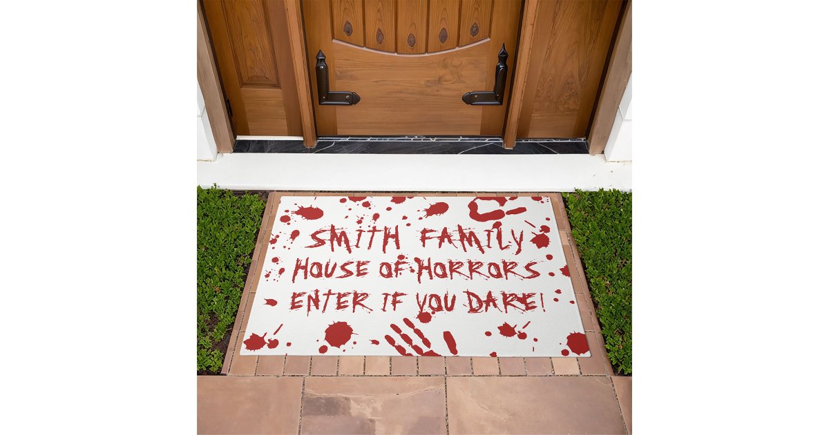 Blood Soaked Bloody Hand Print Custom Halloween Doormat | Zazzle