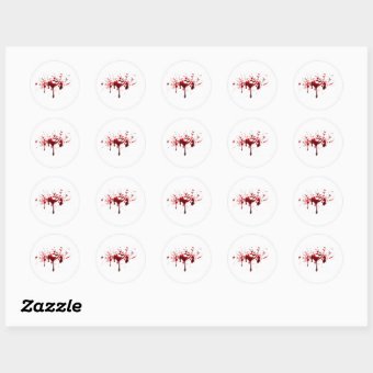 blood splatter 3 classic round sticker | Zazzle