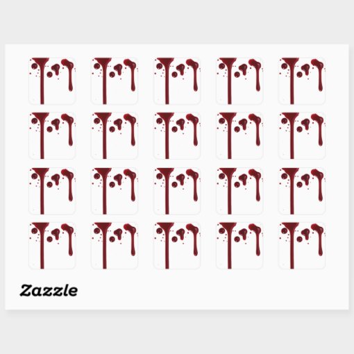 blood splatter 4 square sticker | Zazzle