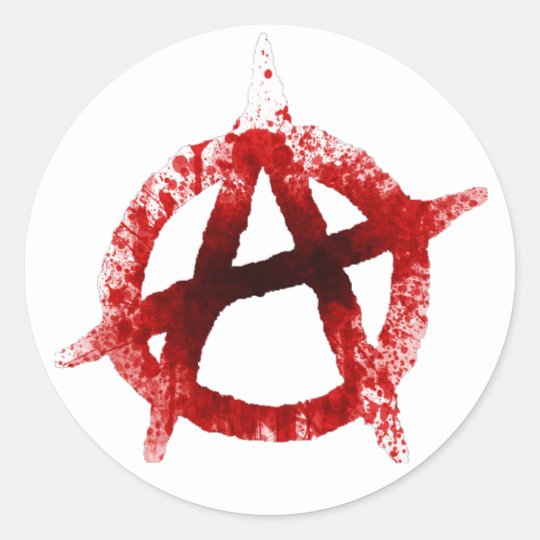 Blood Splatter Anarchy Symbol Classic Round Sticker | Zazzle.com