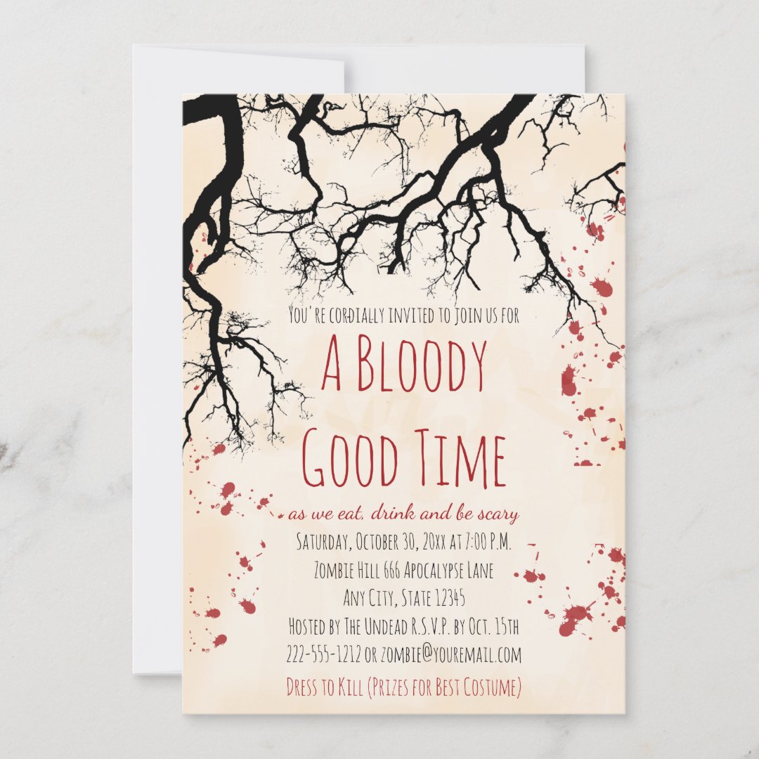 Blood Splatter Creepy Halloween Invitation | Zazzle