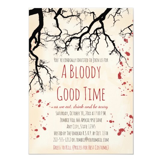 Blood Splatter Creepy Halloween Invitation | Zazzle.com