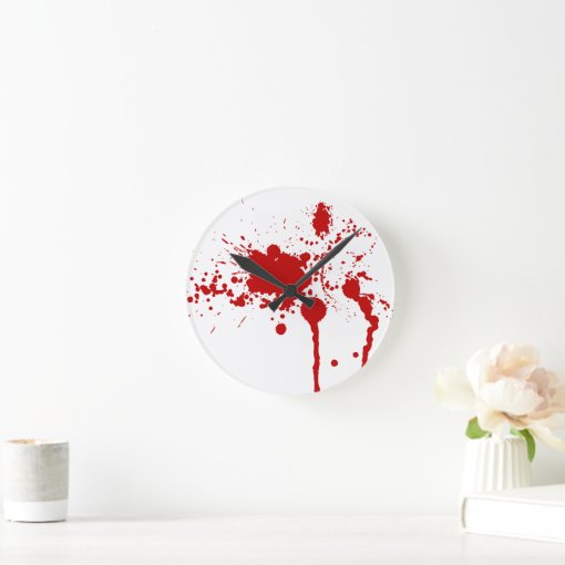 Blood Splatter Gunshot Wound Bleeding Bloody Round Clock | Zazzle
