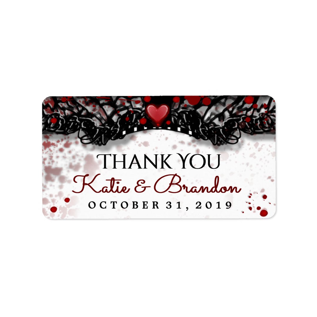 Blood Splatter Halloween Wedding Thank You Labels | Zazzle