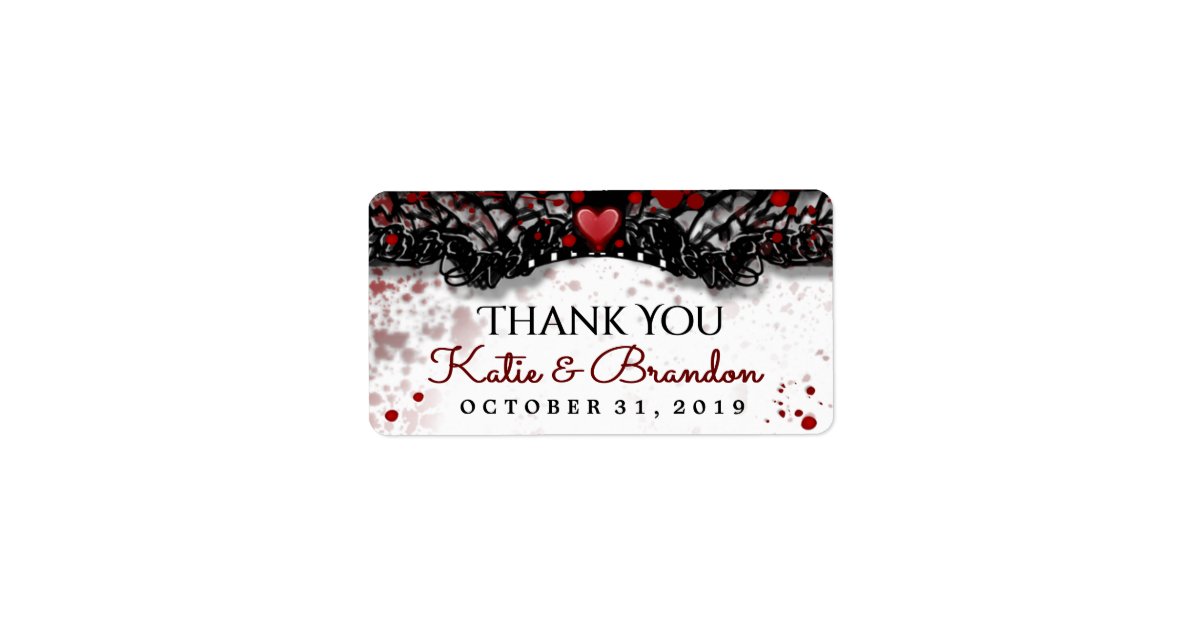 Blood Splatter Halloween Wedding Thank You Labels | Zazzle
