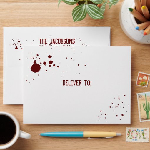 Blood Splatter Scary Halloween Envelope | Zazzle