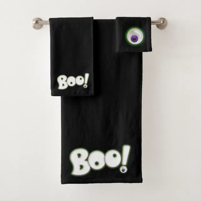 Bloodshot Purple Monster Eyeball Boo Halloween Bath Towel Set | Zazzle