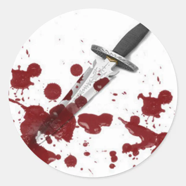 Bloody Dagger Classic Round Sticker | Zazzle