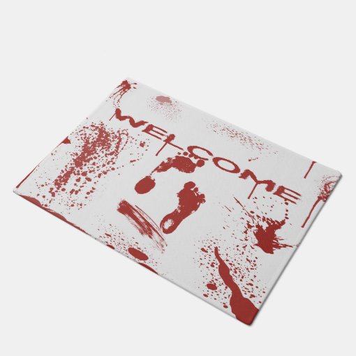 Bloody Footprint Blood Splattered Halloween Doormat | Zazzle