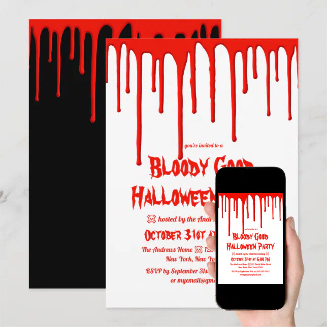 Bloody Good Red Dripping Blood Halloween Party Invitation | Zazzle