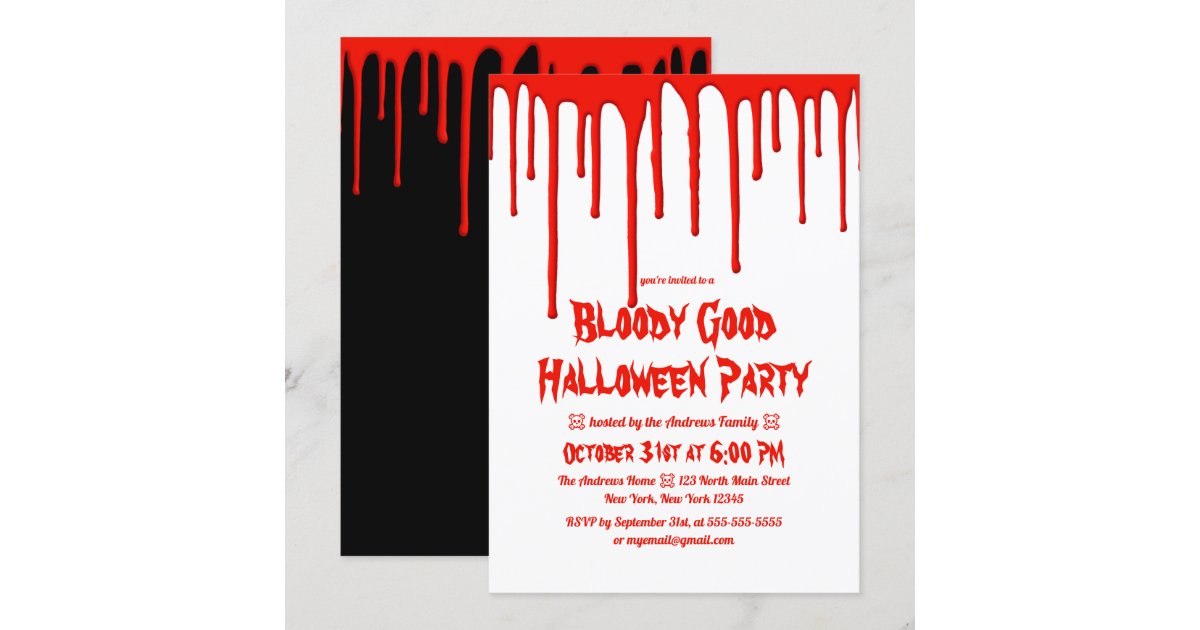 Bloody Good Red Dripping Blood Halloween Party Invitation | Zazzle