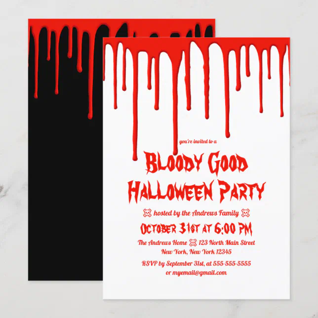 Bloody Good Red Dripping Blood Halloween Party Invitation | Zazzle
