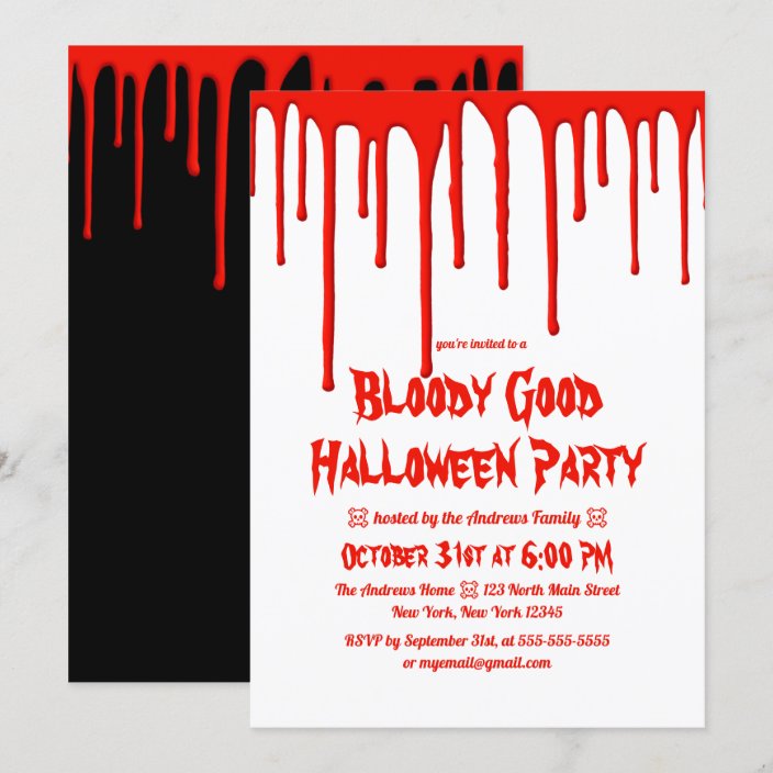 Bloody Good Red Dripping Blood Halloween Party Invitation | Zazzle.com