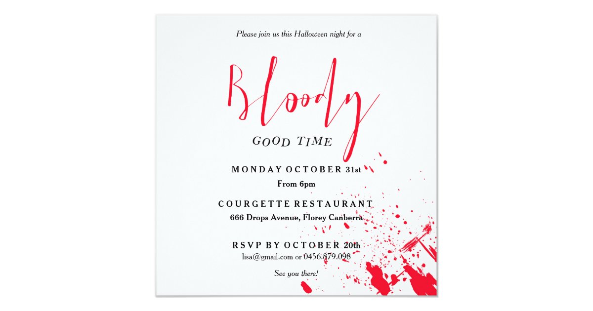 Bloody Good time Scary Party Halloween Invitation | Zazzle.com