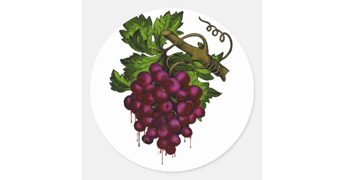 Bloody Grape Vine Goth Fruit Horror Art Classic Round Sticker | Zazzle