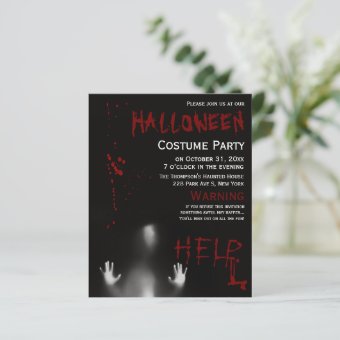 Bloody Halloween Costume Party Budget Invitation | Zazzle