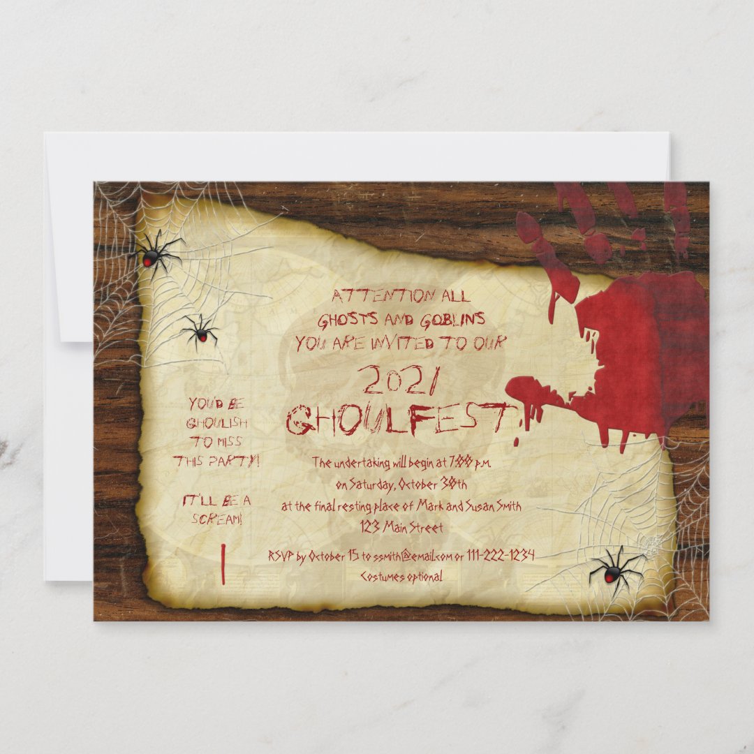 Bloody Hand Halloween Party Invitation | Zazzle