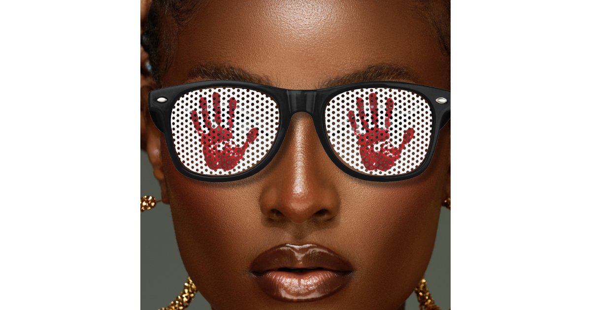 Bloody Hand Red & White Spooky Halloween Retro Sunglasses | Zazzle