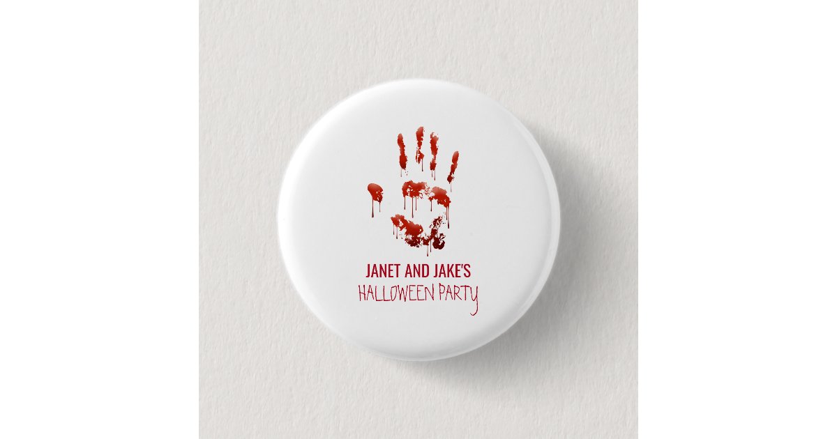 Bloody Handprint Halloween Button | Zazzle