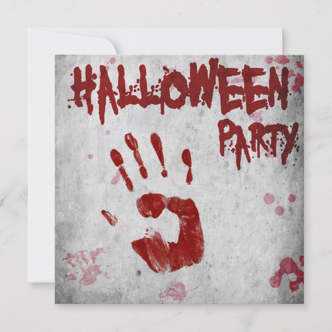 Bloody Handprint Halloween Invitation | Zazzle