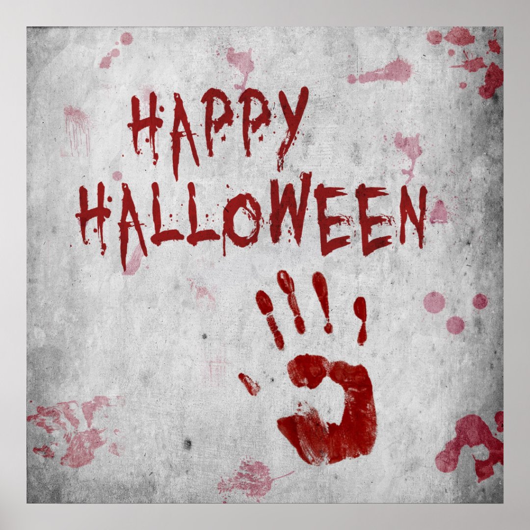 Bloody Handprint Halloween Poster | Zazzle