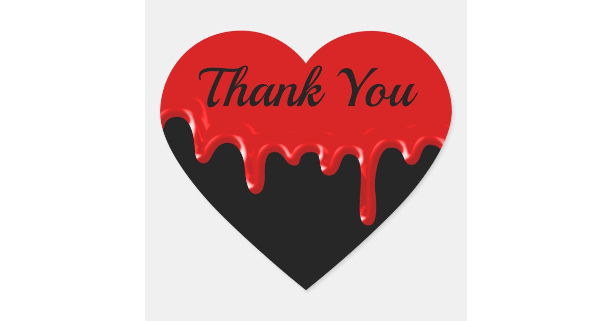 Bloody Heart Thank You Heart Sticker | Zazzle