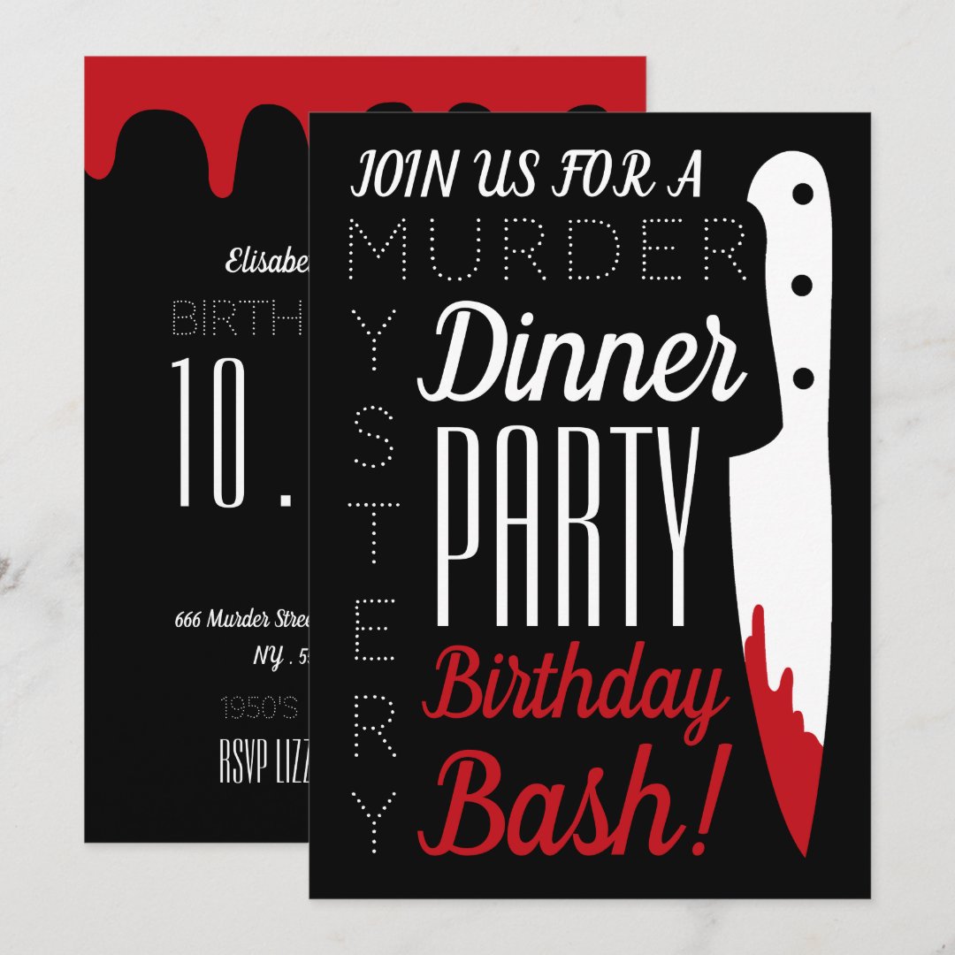 Bloody Knife, Murder Mystery Birthday Party Invitation | Zazzle