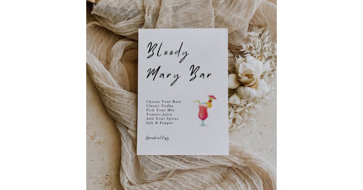 Bloody Mary Bar Bridal Shower Invitation | Zazzle