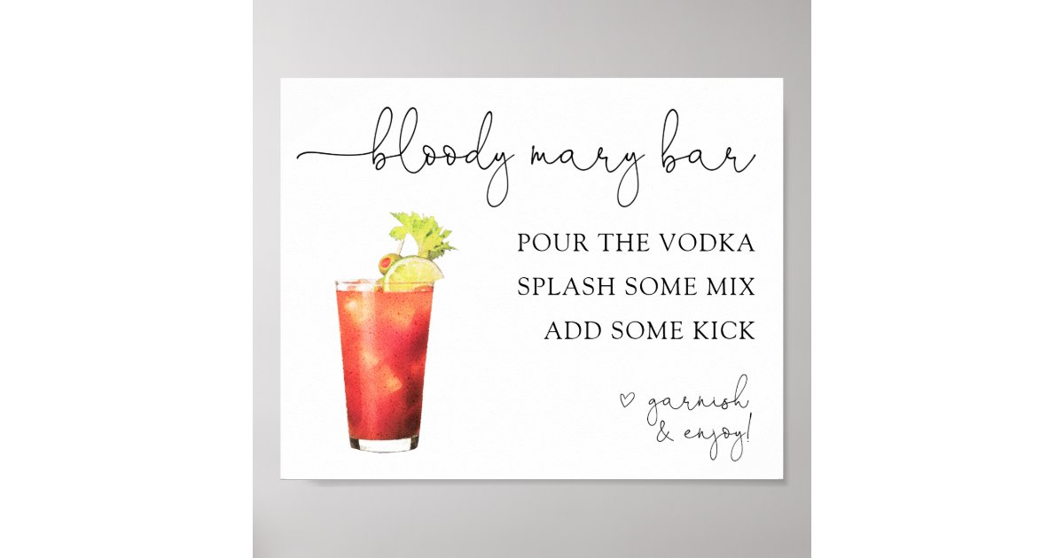 Bloody Mary Bar Drink Sign | Zazzle
