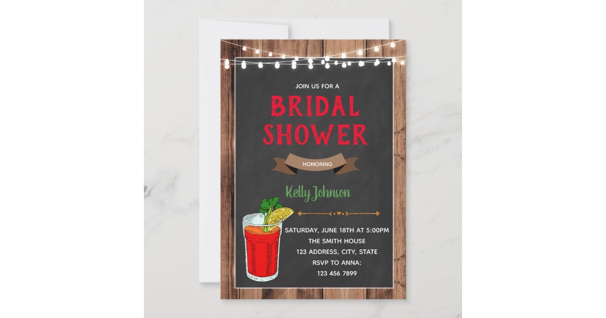 Bloody mary bridal shower party invitation | Zazzle