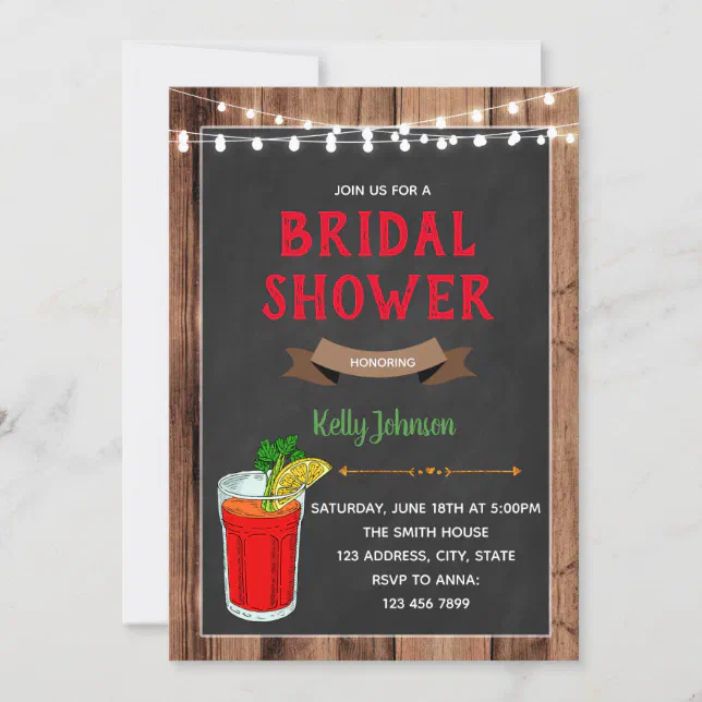 Bloody mary bridal shower party invitation | Zazzle
