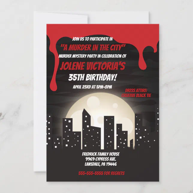 Bloody Murder in the City Murder Mystery Party Invitation | Zazzle