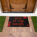 Bloody Scary Enter at Your Own Risk Halloween Doormat | Zazzle