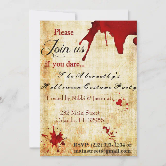Bloody Vampire Halloween Party Invitation | Zazzle